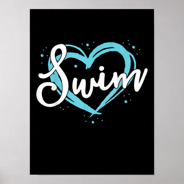 Love Swimming Swim Team Heart Lover Blue Swimmer Poster | Zazzle