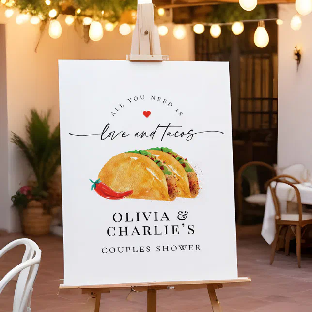 Love & Tacos Couples Bridal Shower Welcome Sign | Zazzle