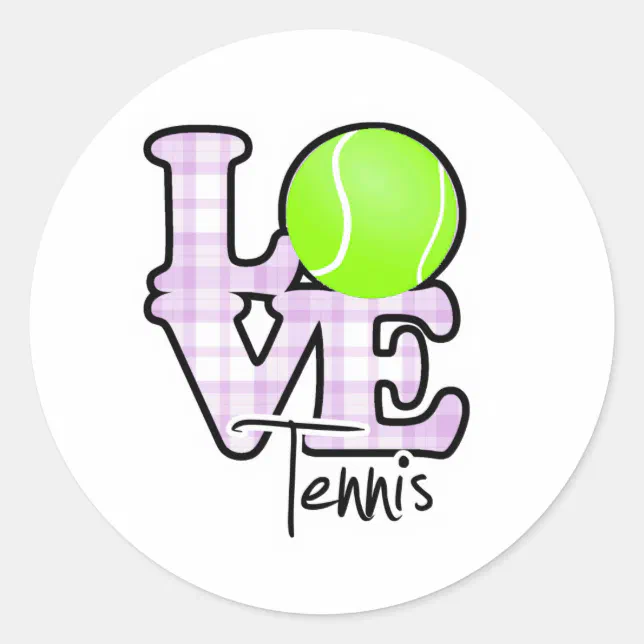 Love Tennis Classic Round Sticker | Zazzle