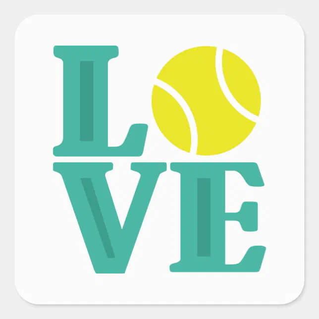 Love tennis sports word art fun sticker | Zazzle