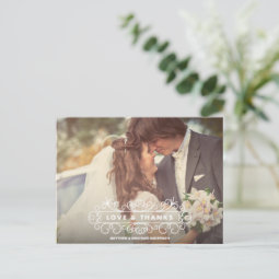 LOVE & THANKS FRAME | WEDDING THANK YOU POST CARD | Zazzle