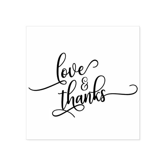 Love & Thanks in Pretty Script Typography Rubber Stamp | Zazzle