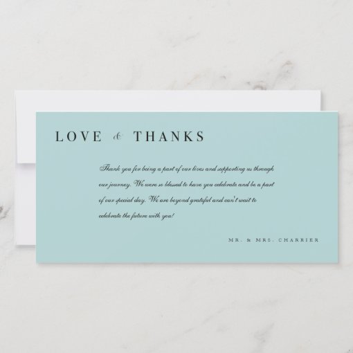 Love & Thanks Minimal 3 Photo Collage Wedding Thank You Card | Zazzle