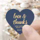 Love & Thanks Navy Blue and Gold Simple Script Heart Sticker | Zazzle