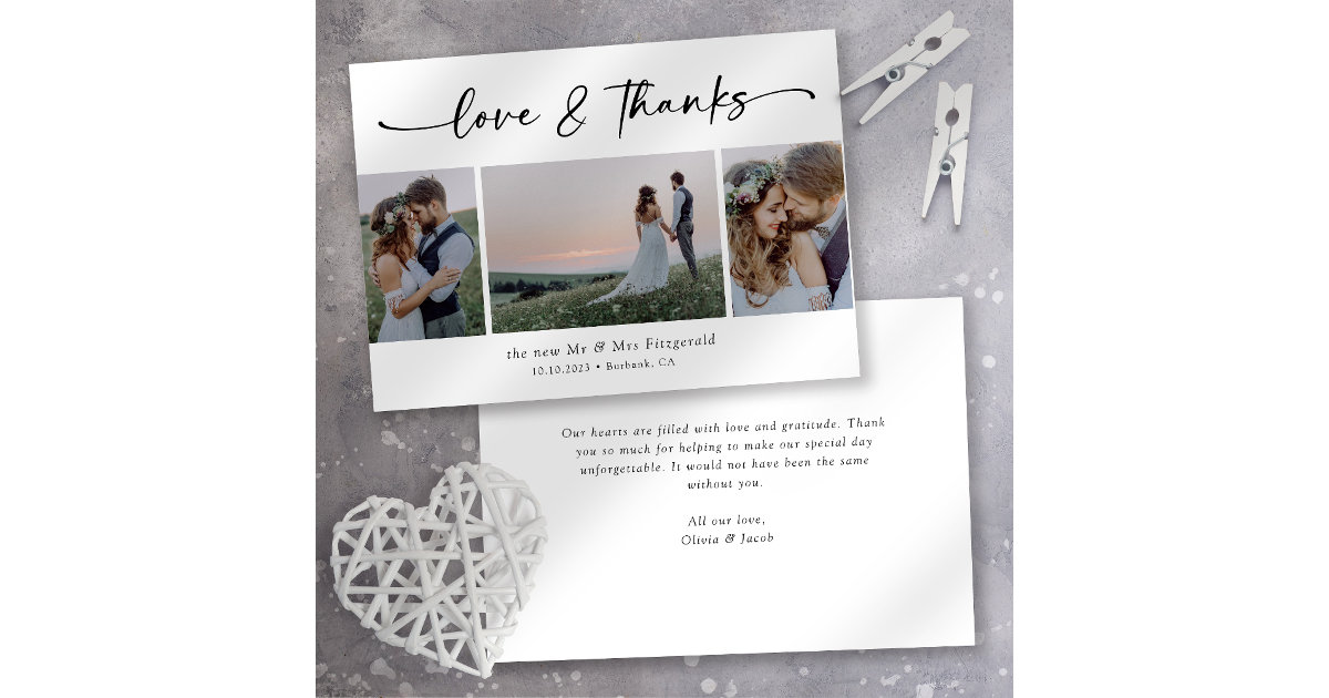 Love & Thanks Photo Wedding Thank You Card | Zazzle