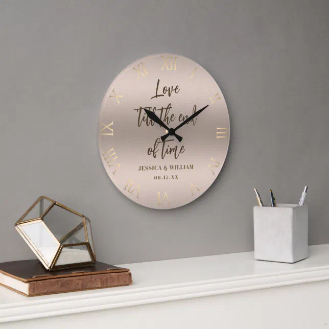 Love Time Blush Wedding Anniversary Chic Keepsake Large Clock | Zazzle