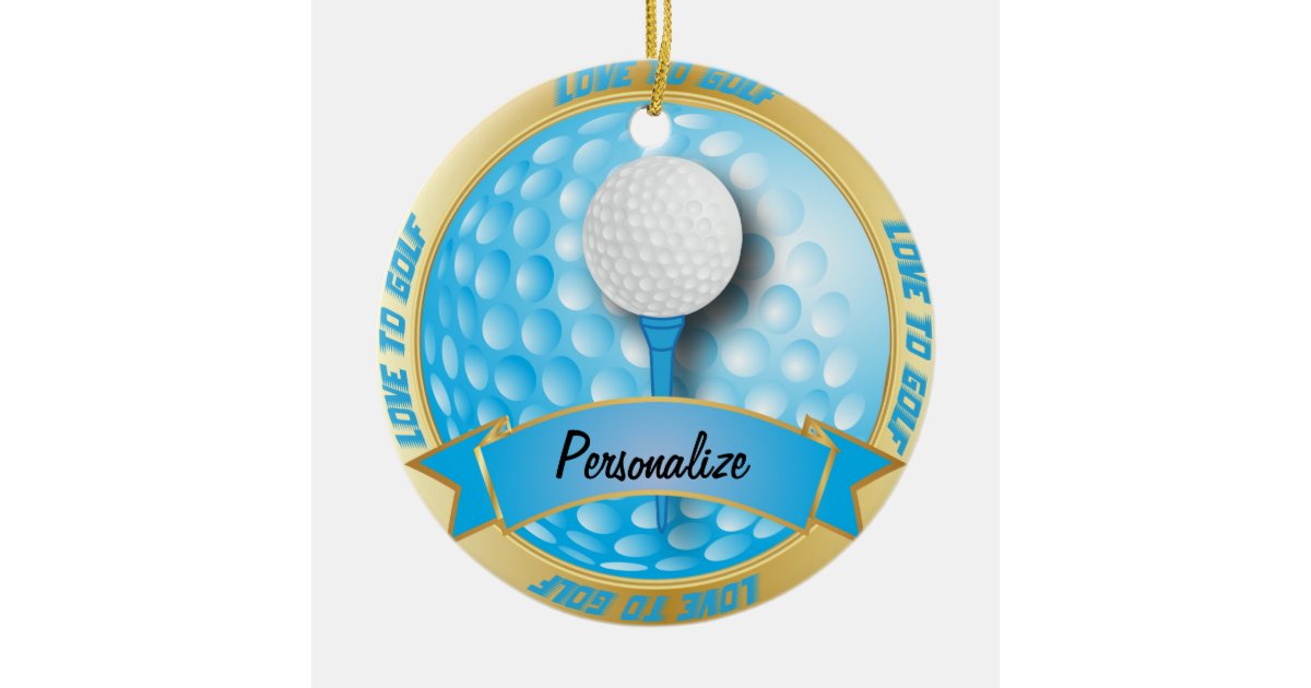 Love to Golf in Blue | Personalize | For Golfers Ceramic Ornament | Zazzle