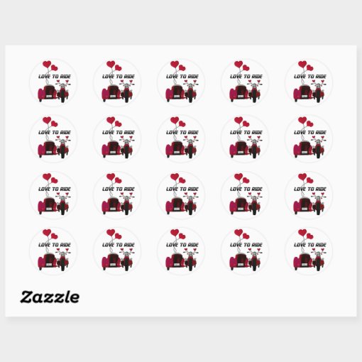 Love to Ride Sidecar Motorcycles Stickers | Zazzle