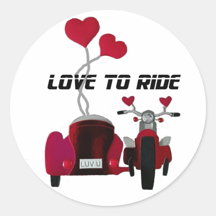 Love to Ride Sidecar Motorcycles Stickers | Zazzle