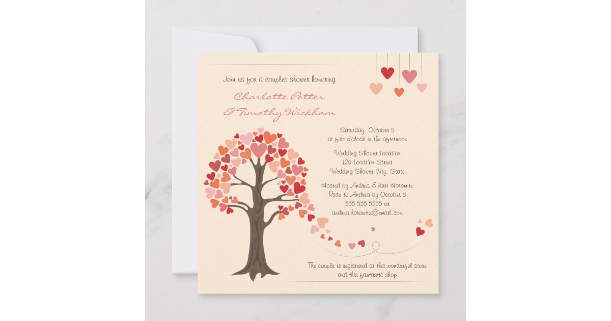 Love Tree Hearts Wedding Shower Invitation | Zazzle
