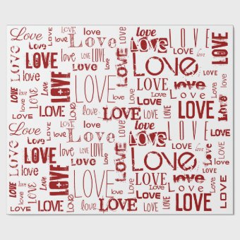 LOVE! Typography Wrapping Paper | Zazzle