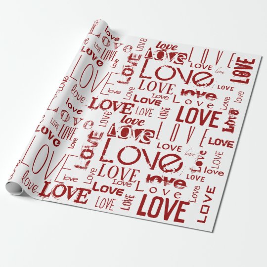 LOVE! Typography Wrapping Paper | Zazzle.com