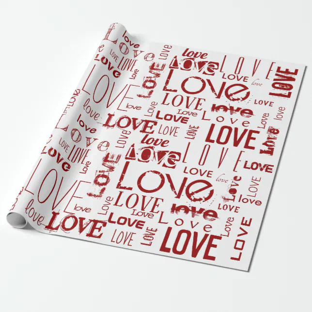 LOVE! Typography Wrapping Paper | Zazzle