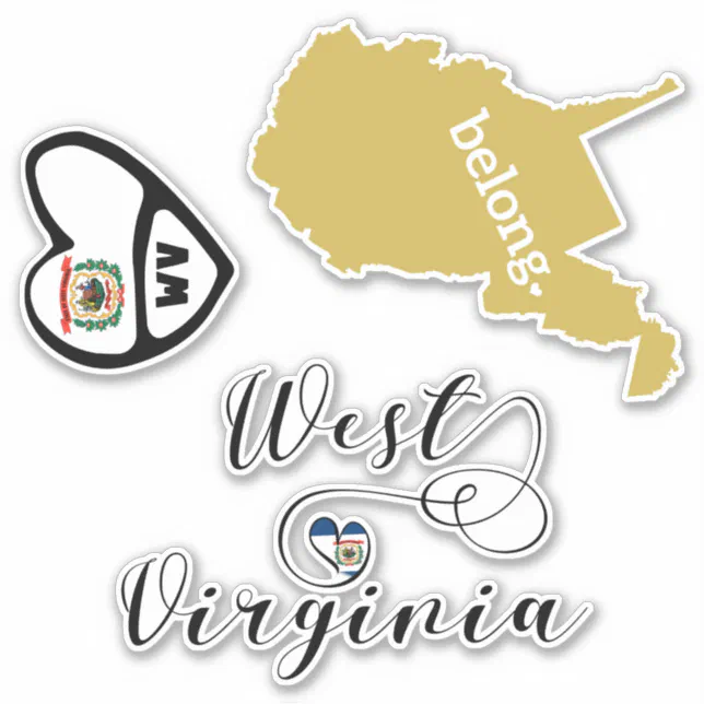 Love West Virginia, Sheet of Die Cut Stickers | Zazzle