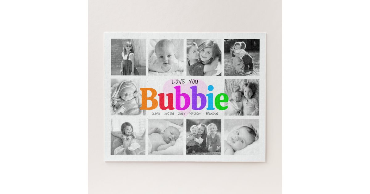 Love You Bubbie Rainbow 10 Photo Collage Modern Jigsaw Puzzle | Zazzle