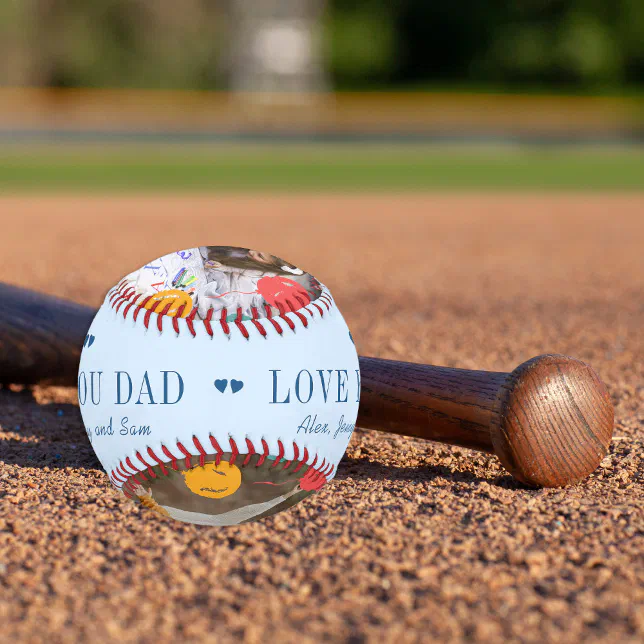 Love you dad photo collage Happy Father's Day Baseball | Zazzle