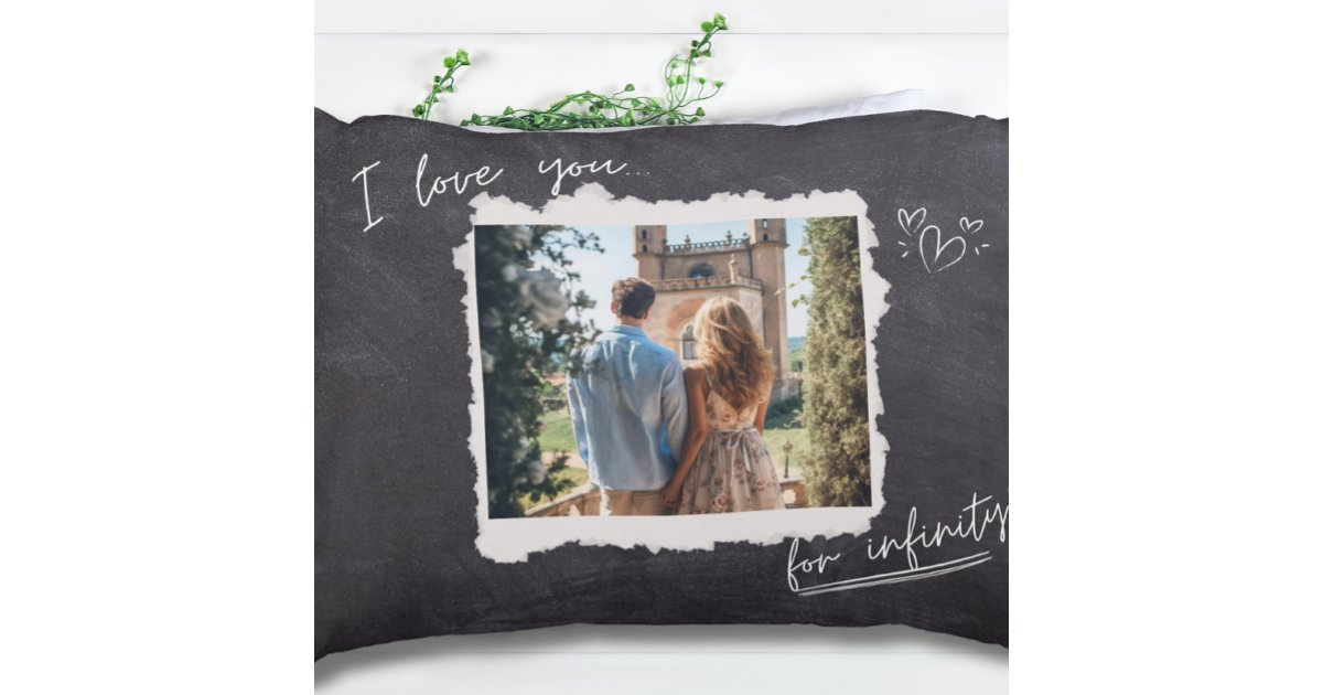 Love You For Infinity Script Couple Photo Accent Pillow | Zazzle