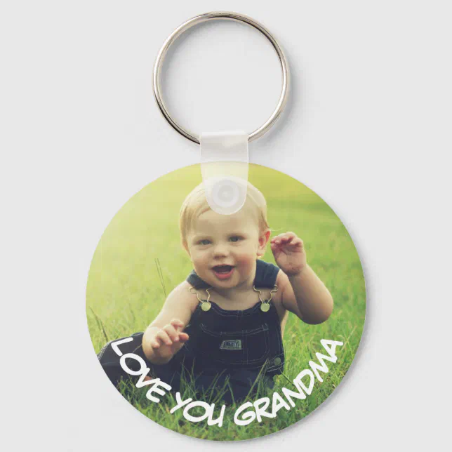 Love you Grandma, Baby Picture Photo Keychain | Zazzle