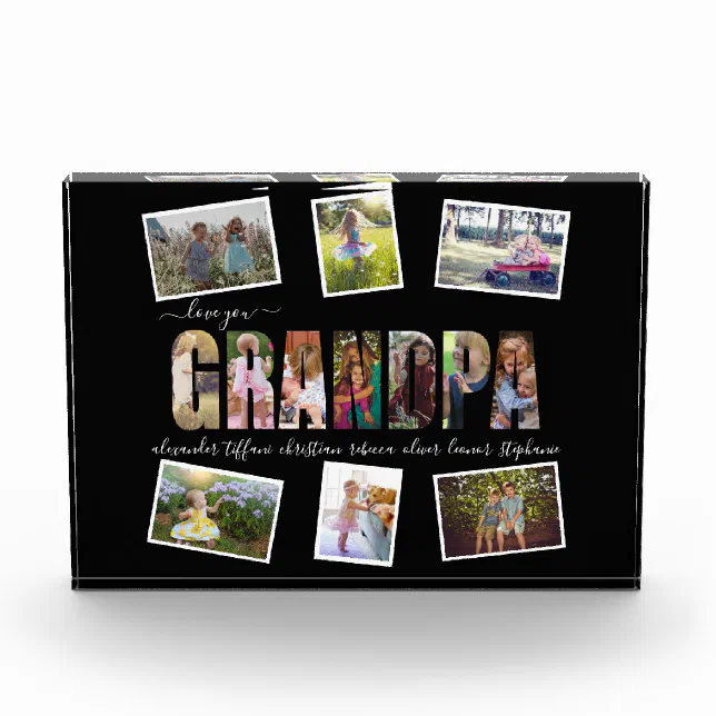 Love You Grandpa Photo Collage Letters Pic Block | Zazzle