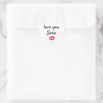 Love You Personalized Kiss Sticker | Zazzle