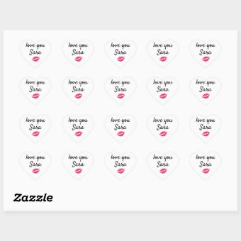 Love You Personalized Kiss Sticker | Zazzle