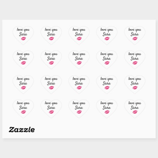 Love You Personalized Kiss Sticker | Zazzle
