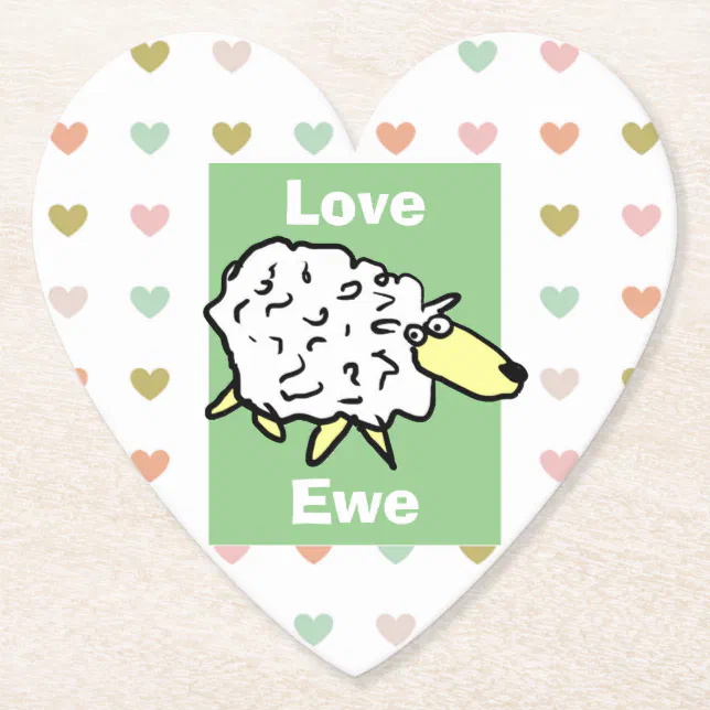 Love You Sheep Pun Paper Coaster | Zazzle