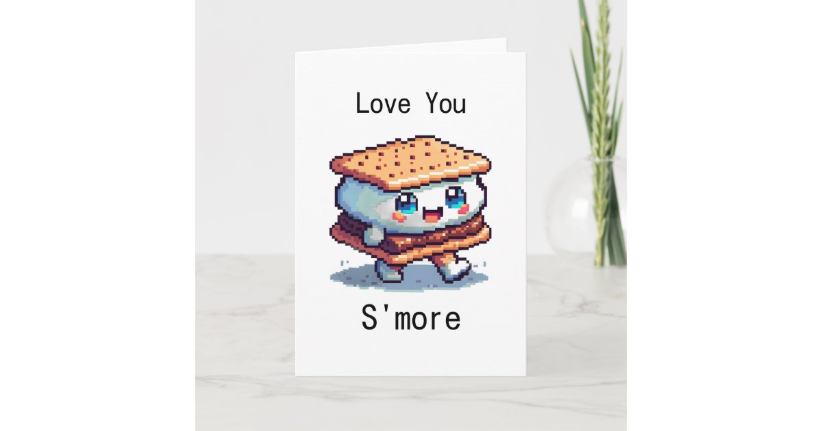 Love You S'more | Cute Pixel Art Pun Card | Zazzle
