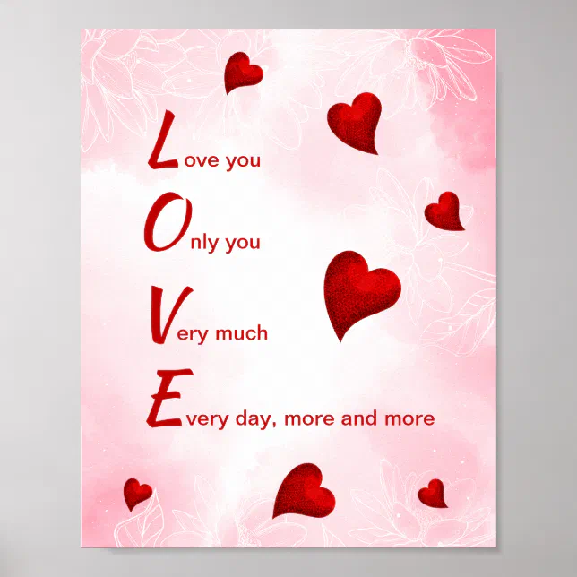 Love You, Valentine Poster | Zazzle