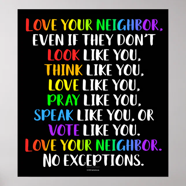 Love Your Neighbor Motivational Diverse Classroom Poster | Zazzle