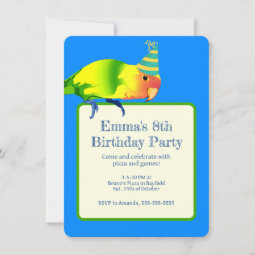 Lovebird Parrot Birthday Party Cute Bright Bird Invitation | Zazzle