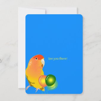 Lovebird Parrot Birthday Party Cute Bright Bird Invitation | Zazzle