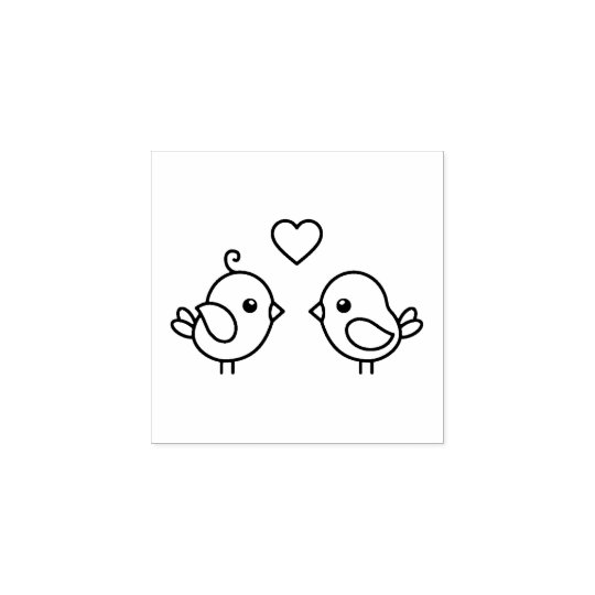 Lovebirds - Pair of Cute Cartoon Birds Rubber Stamp | Zazzle.com