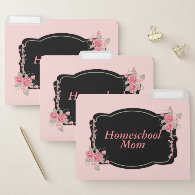 Lovely and Pink Homeschool Mom File Folder | Zazzle