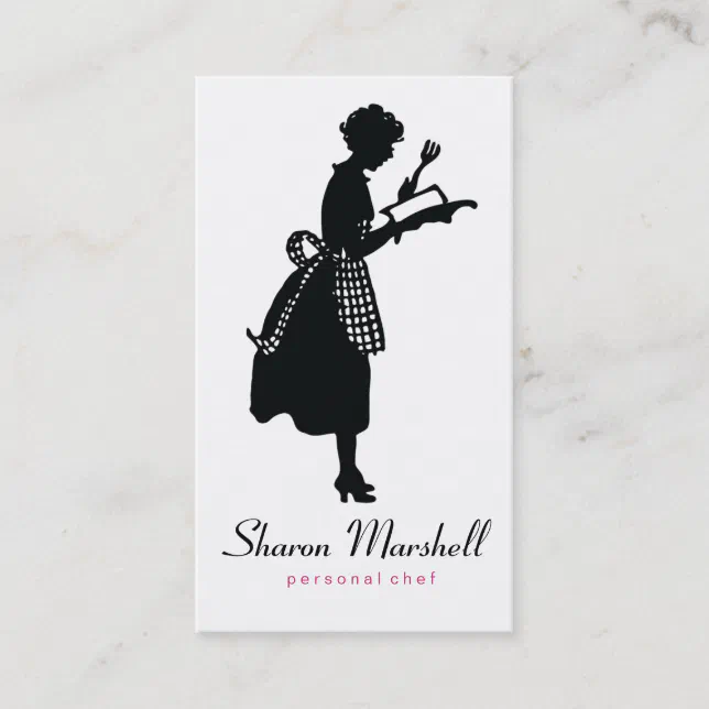 Lovely Apron Lady Female Chef Cook Catering Business Card | Zazzle