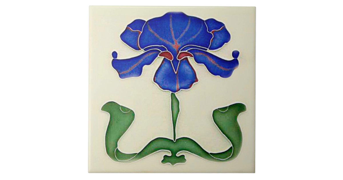Lovely Art Nouveau Style Iris Ceramic Tile | Zazzle