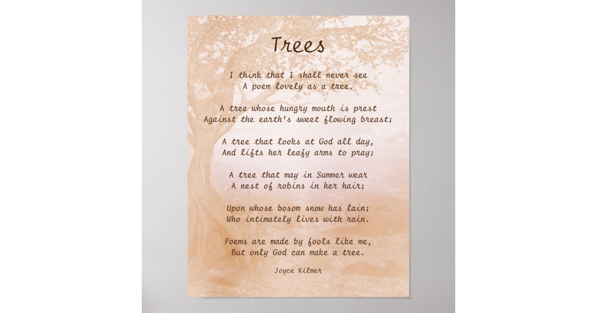 Lovely As A Tree Nature Poem Poster | Zazzle