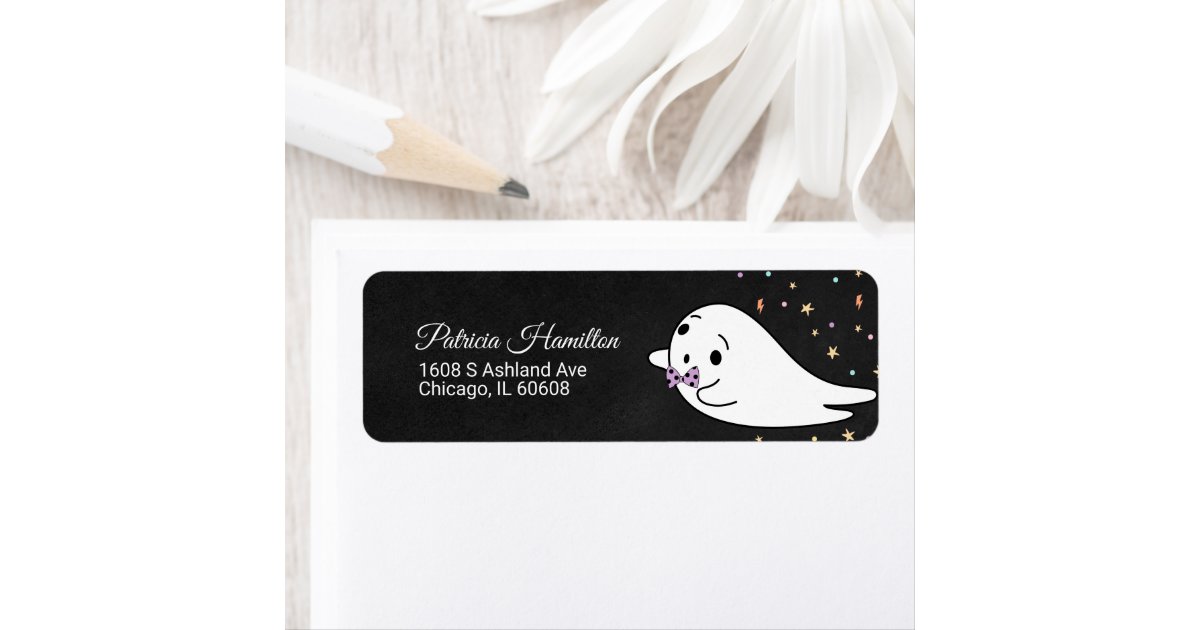 Lovely Baby Ghost Halloween Baby Shower Label | Zazzle