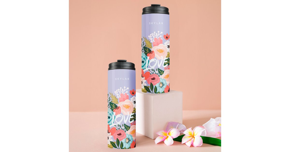 Lovely Beautiful Botanical Blooming Floral Pattern Thermal Tumbler | Zazzle