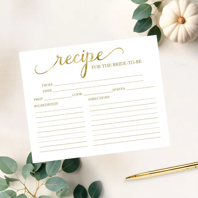 Lovely Calligraphy Bridal Shower Recipe Cards | Zazzle