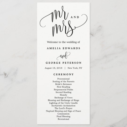 Lovely Calligraphy Wedding Ceremony Program | Zazzle.com