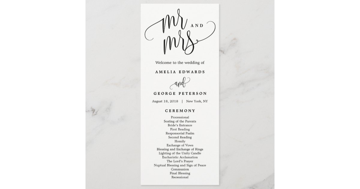 Lovely Calligraphy Wedding Ceremony Program | Zazzle