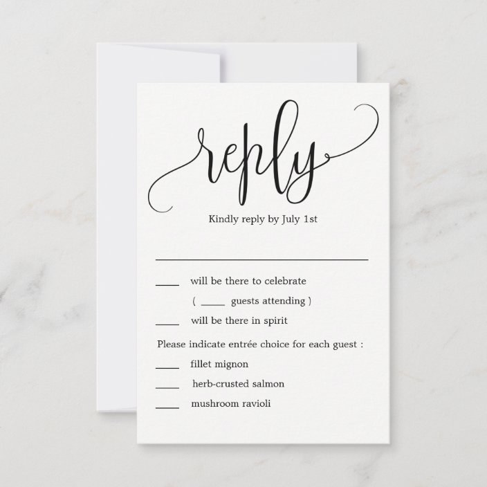 Lovely Calligraphy Wedding RSVP with Menu Options Invitation | Zazzle.com