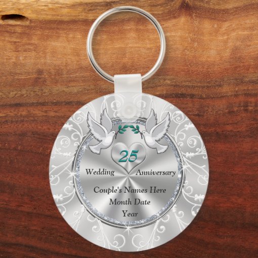 Lovely Cheap 25th Wedding Anniversary Party Favors Keychain | Zazzle