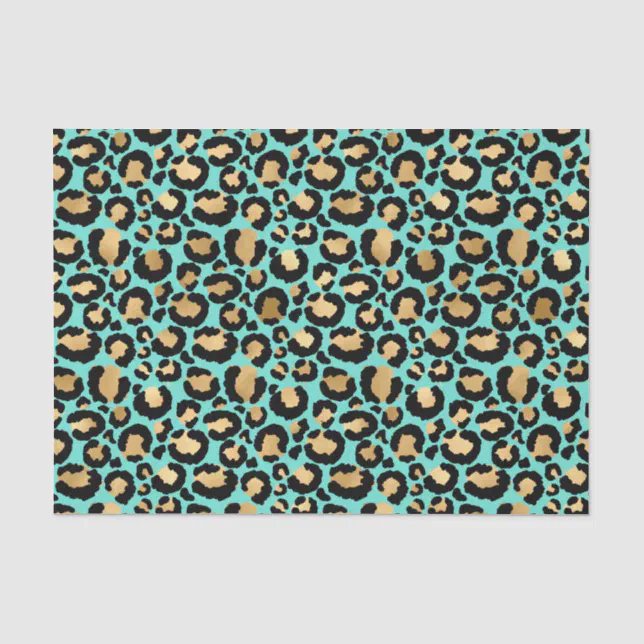 Lovely Cheetah Print Teal and Golden Black Tissue Paper | Zazzle