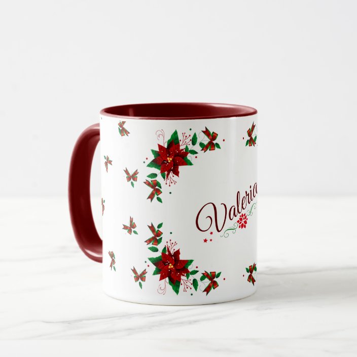Lovely Christmas Red Flowers Personalized Mug | Zazzle.com