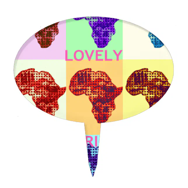 Lovely Colorful Africa Map Pop Pattern Art Design Cake Topper | Zazzle