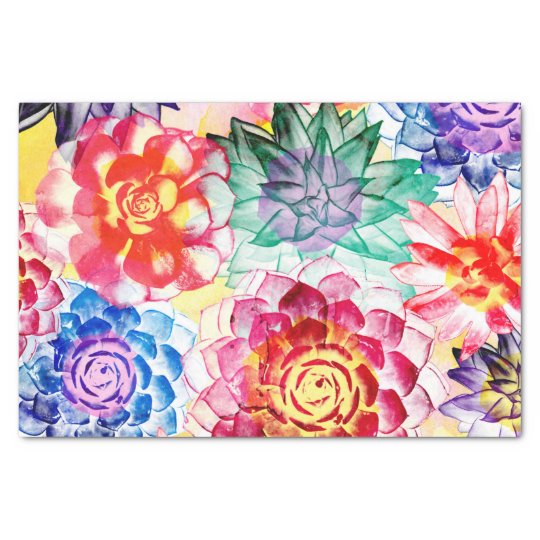 Lovely Colorful Succulent Plant Pattern Tissue Paper | Zazzle.com