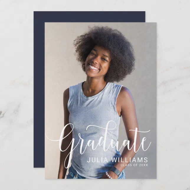 Lovely Cursive Photo Graduation Party Announcement | Zazzle