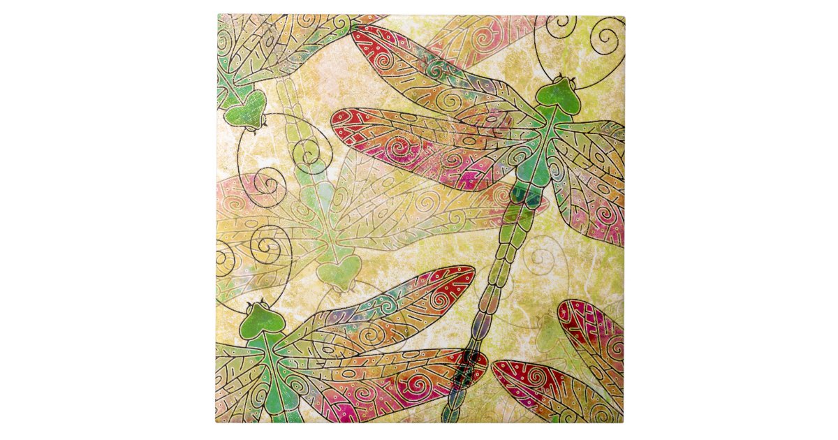 Lovely Dragonfly Swarm Decorative Ceramic Tile | Zazzle